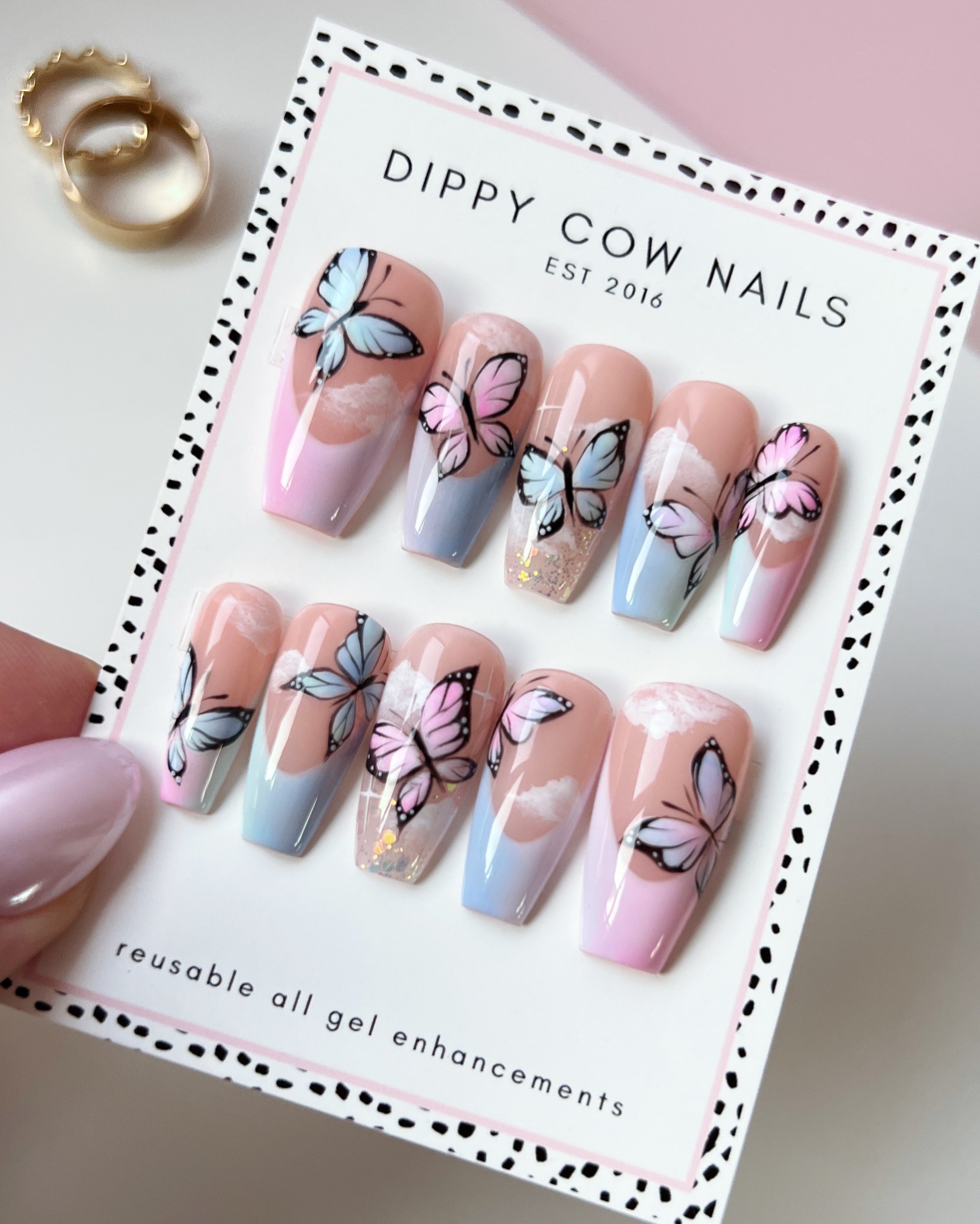 Custom Made Press on Nails – DIPPY COW NAILS